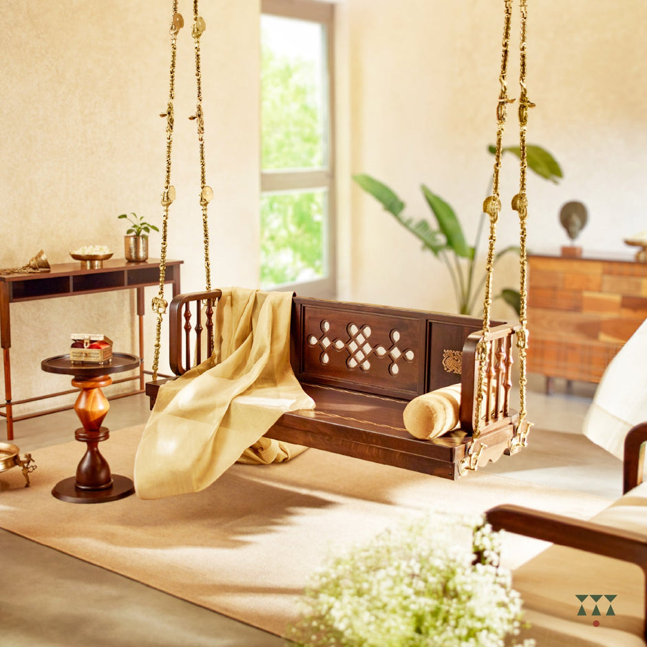 Solid wood indoor Swings for home, handcrafted in India - Furnicheer